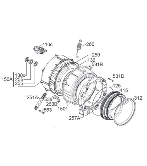 Demi-cuve arrière lave linge Arthur-martin Electrolux Faure AEG 4055165809