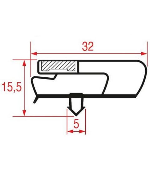 Joint de porte armoire réfrigérée professionnelle 585 mm x 390 mm